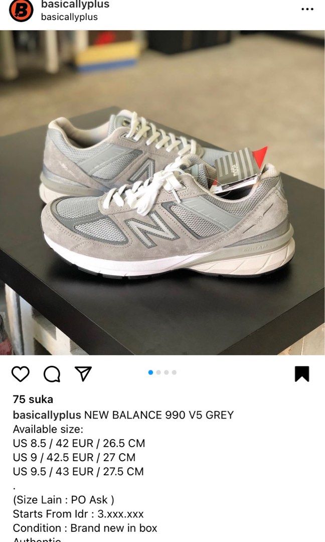 New balance 990v5 USA ORIGINAL, Fesyen Pria, Sepatu , Sneakers di Carousell