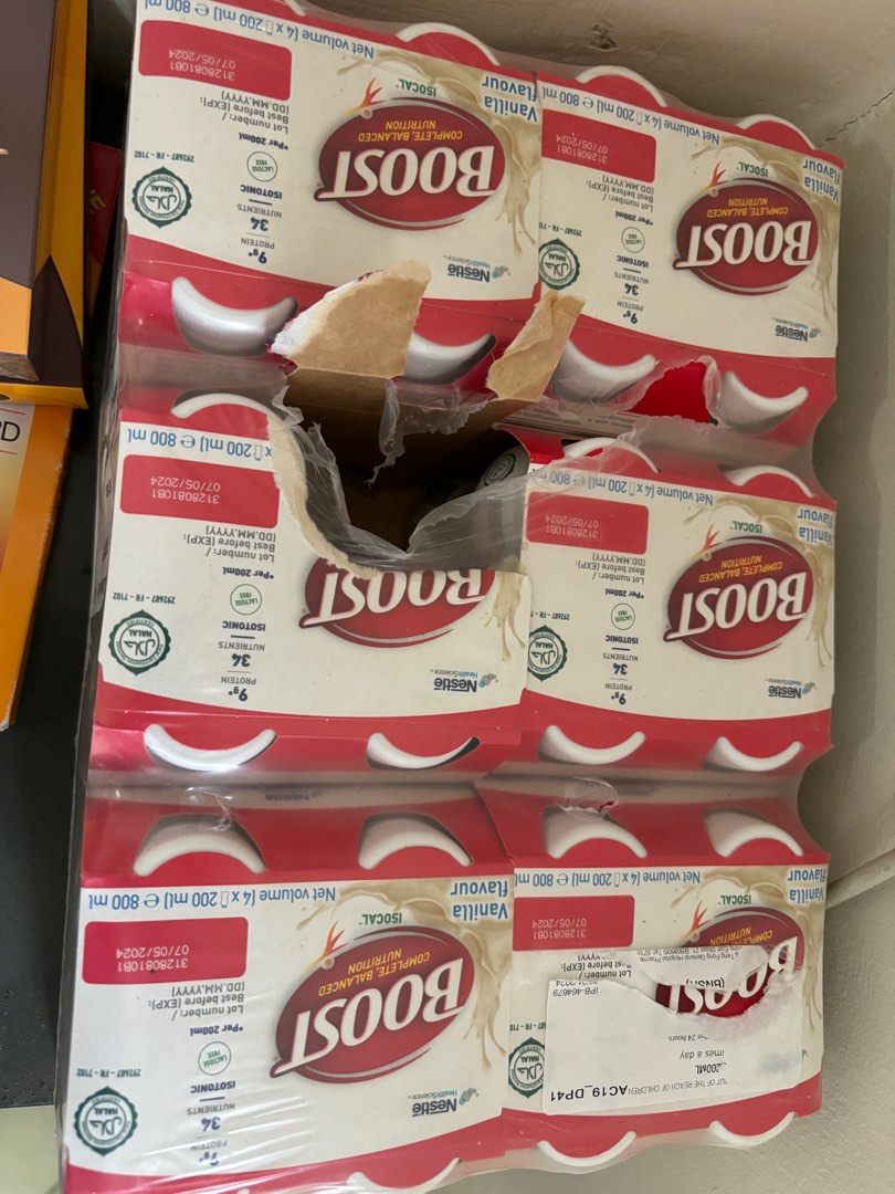 One Carton of Boost Milk with 1 bottle taken, Health & Nutrition ...