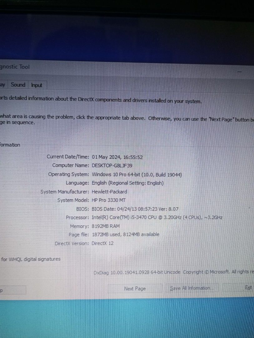 PC Komputer Satu Set Monitor HP PRO 3330 MT Core i5 RAM 8GB HDD 1TB ...