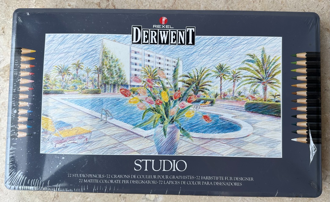 Made in GB Rexel Derwent Studio 72-Colour Pencils Set Art Drawing with ...