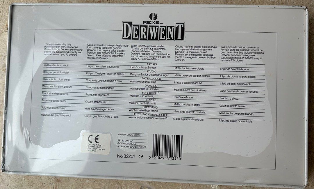Made in GB Rexel Derwent Studio 72-Colour Pencils Set Art Drawing with ...