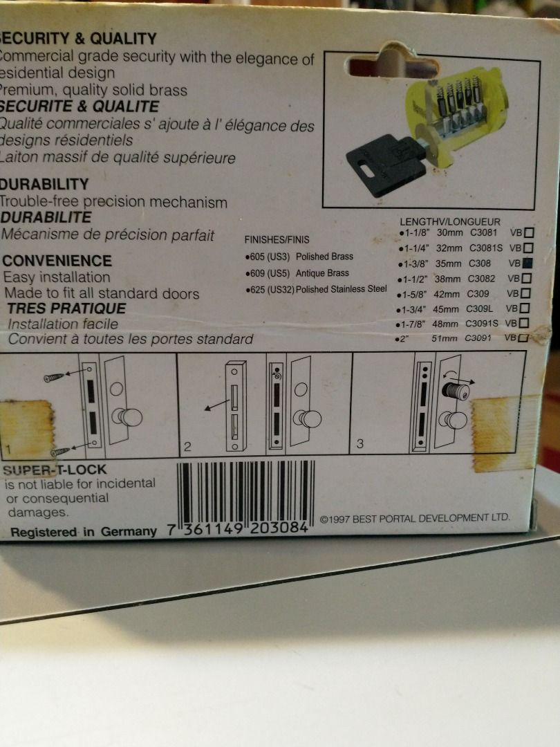 Super T Lock 大門門鎖膽, 傢俬＆家居, 保安及門鎖 , 門鎖、門、閘 - Carousell