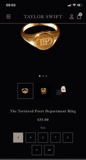 Taylor Swift - The Tortured Poets Department (TTPD) Ring, Women's ...