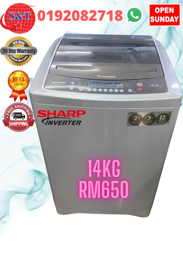 WASHING MACHINE SHARP 14KG INVERTER, TV & Home Appliances, Washing ...