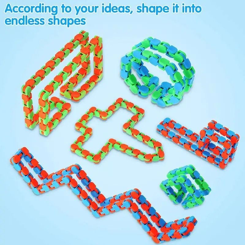 3pc 24 Links Wacky Tracks Toy Snake Click Snap Fidget Toy Chain Link ...