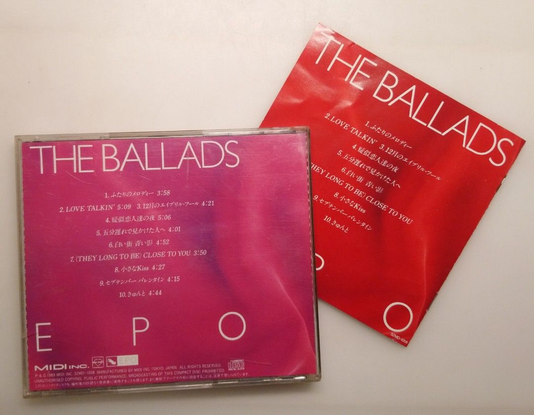 (殘/日版) 王菲 黃翊 EPO The Ballads 精選 王靖雯, 興趣及遊戲, 音樂、樂器 & 配件, 音樂與媒體 - CD 及 DVD - Carousell