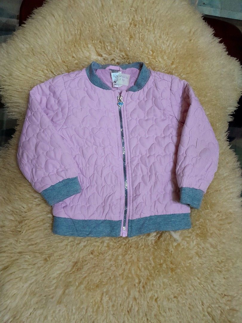 ANKO Girls Pink Love Quilted Bomber Varsity Jacket/ Jaket winter bulang ...