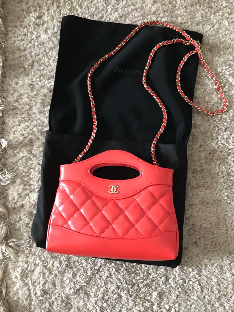 CHANEL 31 MINI BAG NANO SIZE SHOPPING SAC RED MERAH TAS CHANEL31 SUPER ...