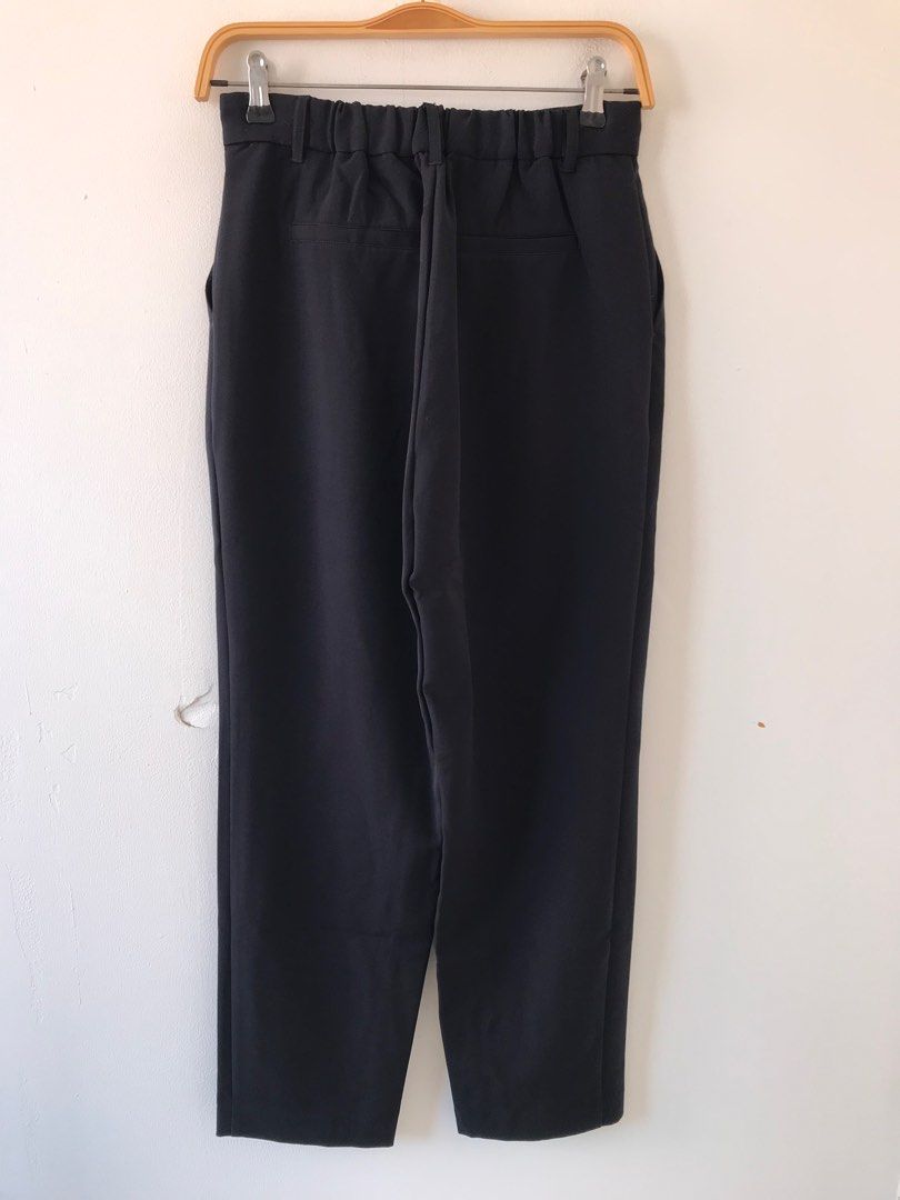 GLACIER Ankle Tuck Drape Pants In Super Black, Fesyen Wanita, Pakaian ...