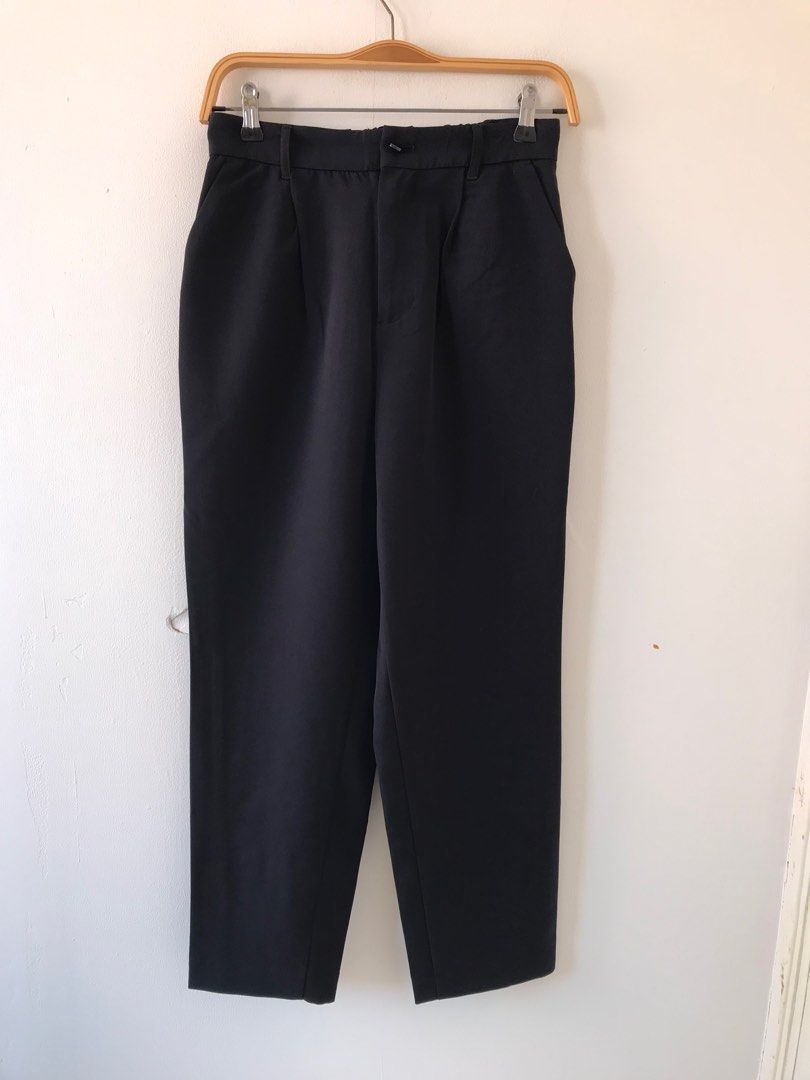 GLACIER Ankle Tuck Drape Pants In Super Black, Fesyen Wanita, Pakaian ...