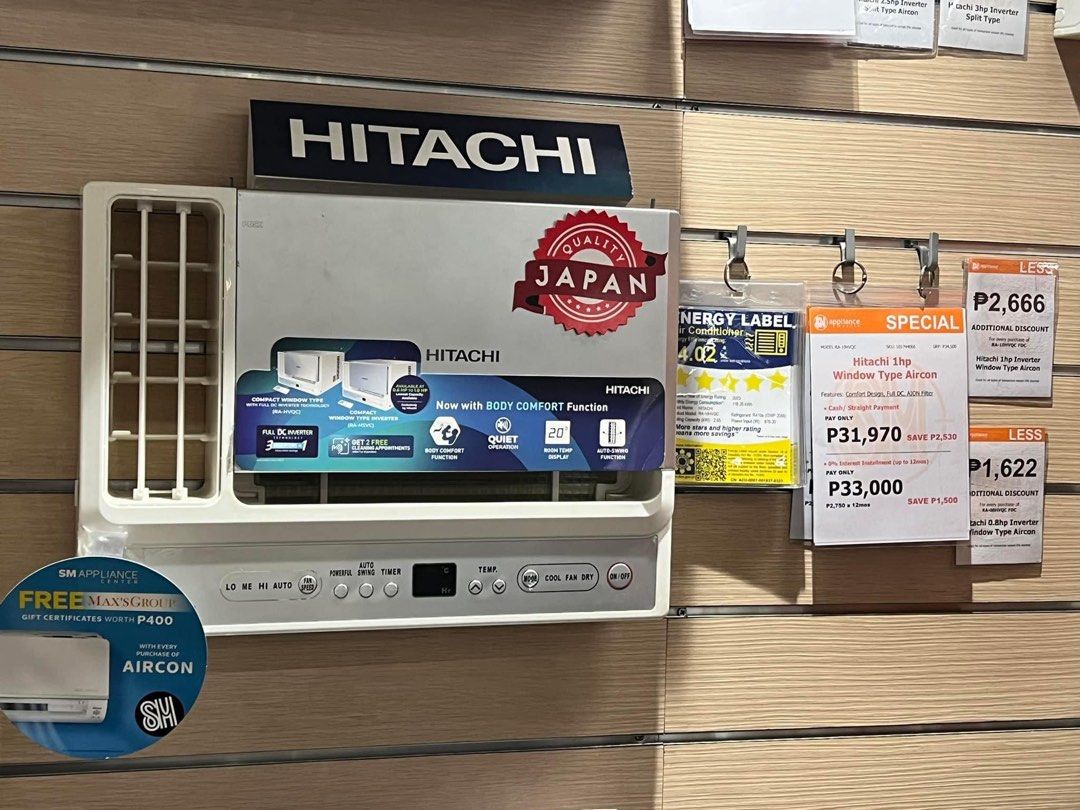 Hitachi 1HP Triple Inverter Window Type Aircon, TV & Home Appliances ...