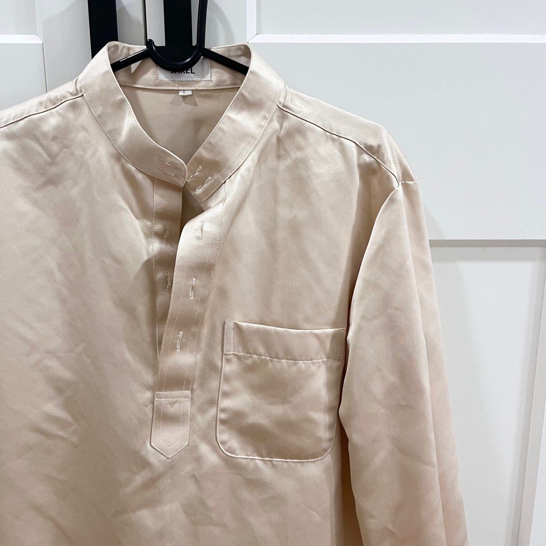 Jakel Champagne Gold Baju Melayu Tunang, Men's Fashion, Muslim Wear ...