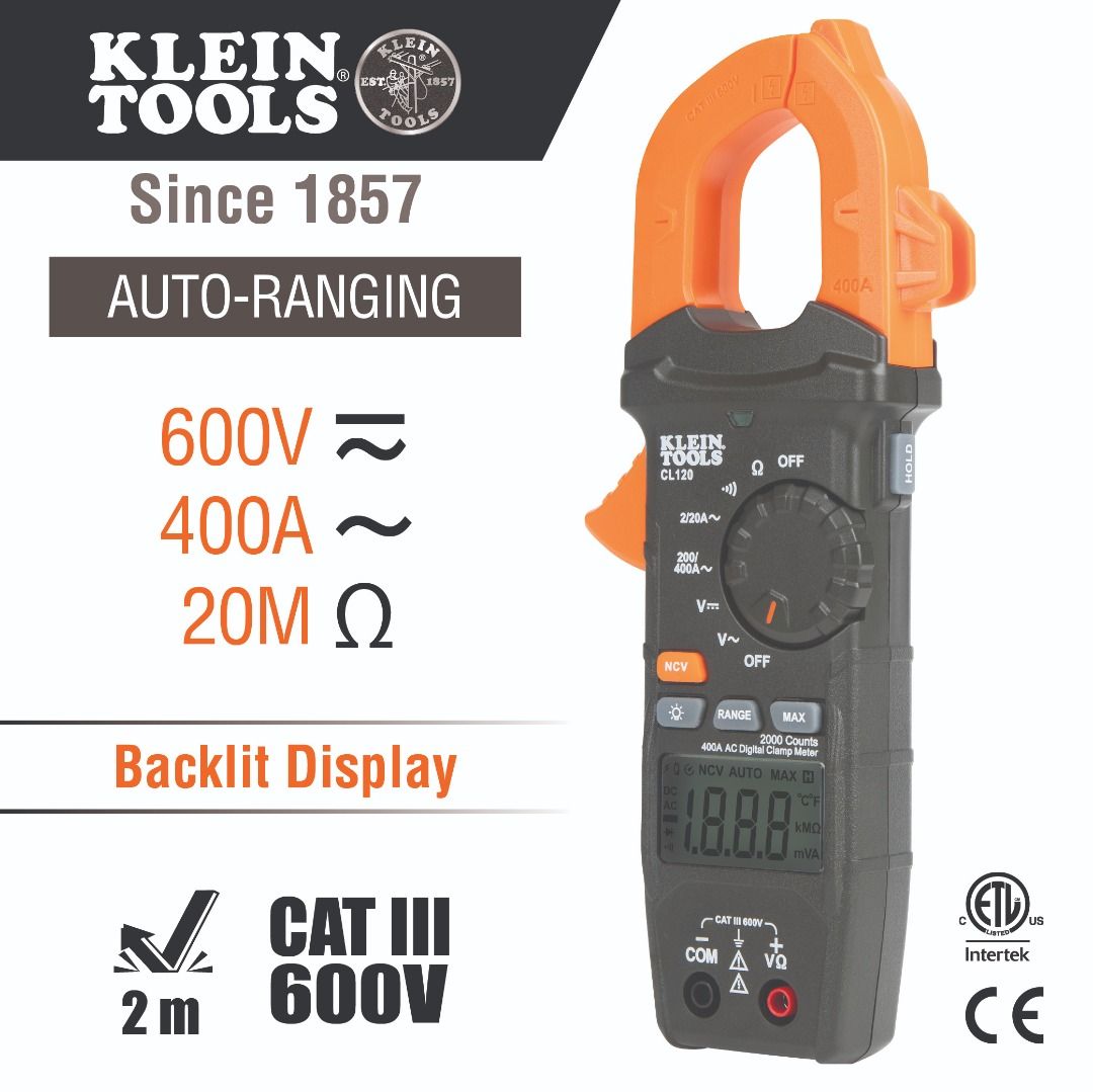 Klein Tools Digital Clamp Meter CL120, Commercial & Industrial ...