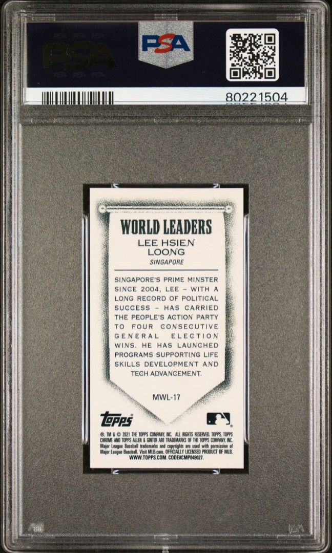 *PSA 10* Lee Hsien Loong 2021 Topps Allen & Ginter Chrome Singapore ...