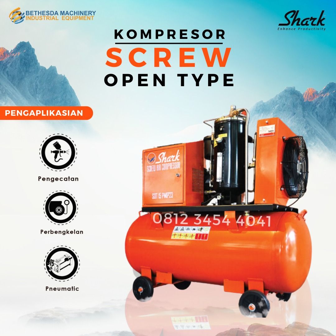 Mesin Kompresor Screw 15 HP 3phase 16 Bar Shark SOT, Motor di Carousell