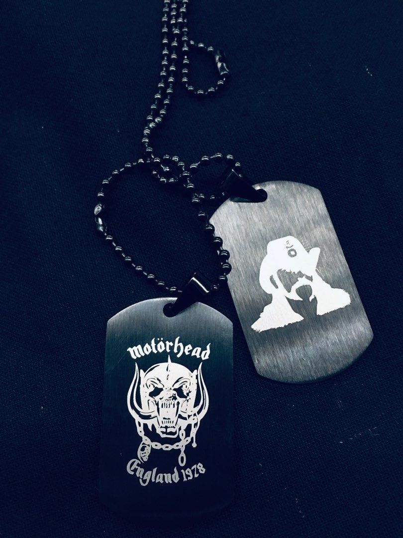 MOTORHEAD Dog Tags with Chain Necklace Lemmy Iron Maiden Black Sabbath ...