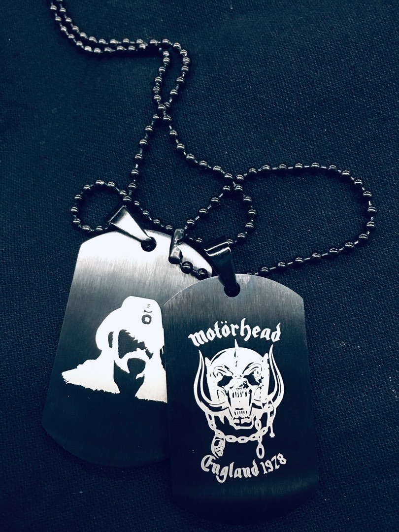 MOTORHEAD Dog Tags with Chain Necklace Lemmy Iron Maiden Black Sabbath ...