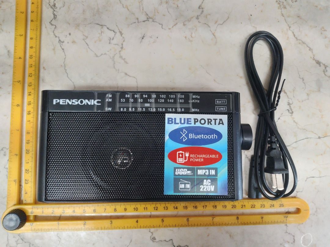PENSONIC Blue Porta AM FM Radio Bluetooth Speaker MP3 Player USB Music ...