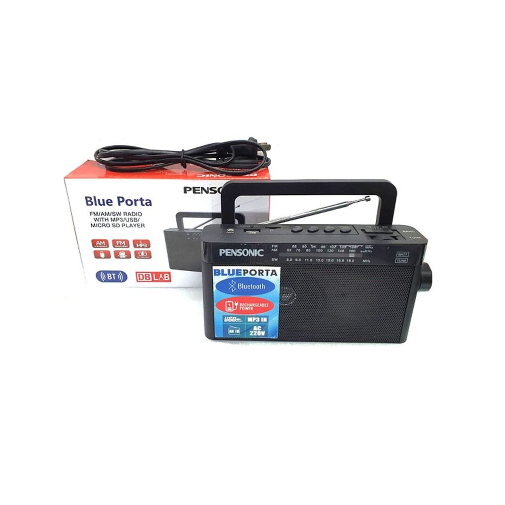 PENSONIC Blue Porta AM FM Radio Bluetooth Speaker MP3 Player USB Music ...