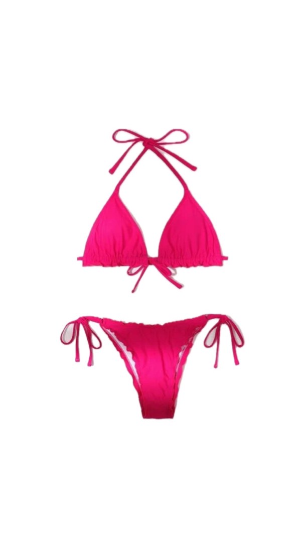 Pink Triangle Two Piece Bikini Womens Fashion Swimwear Bikinis And Swimsuits On Carousell