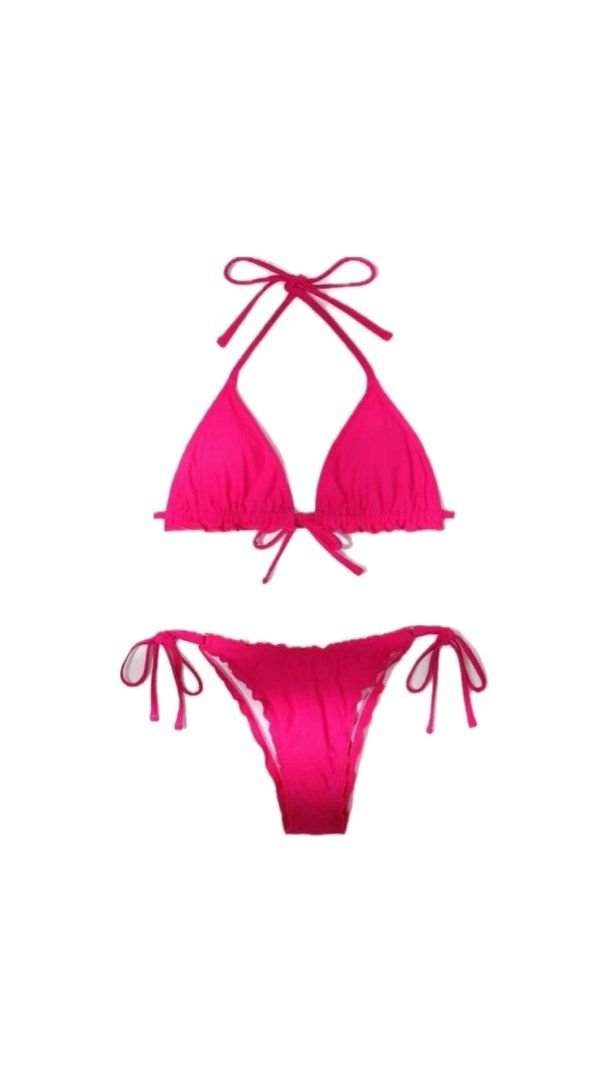 Pink triangle two piece bikini, Women's Fashion, Swimwear, Bikinis ...