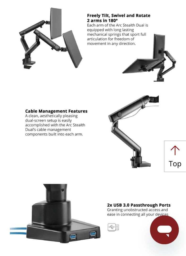Prism Arch Stealth Dual Computer Monitor Arms, Computers & Tech, Office ...