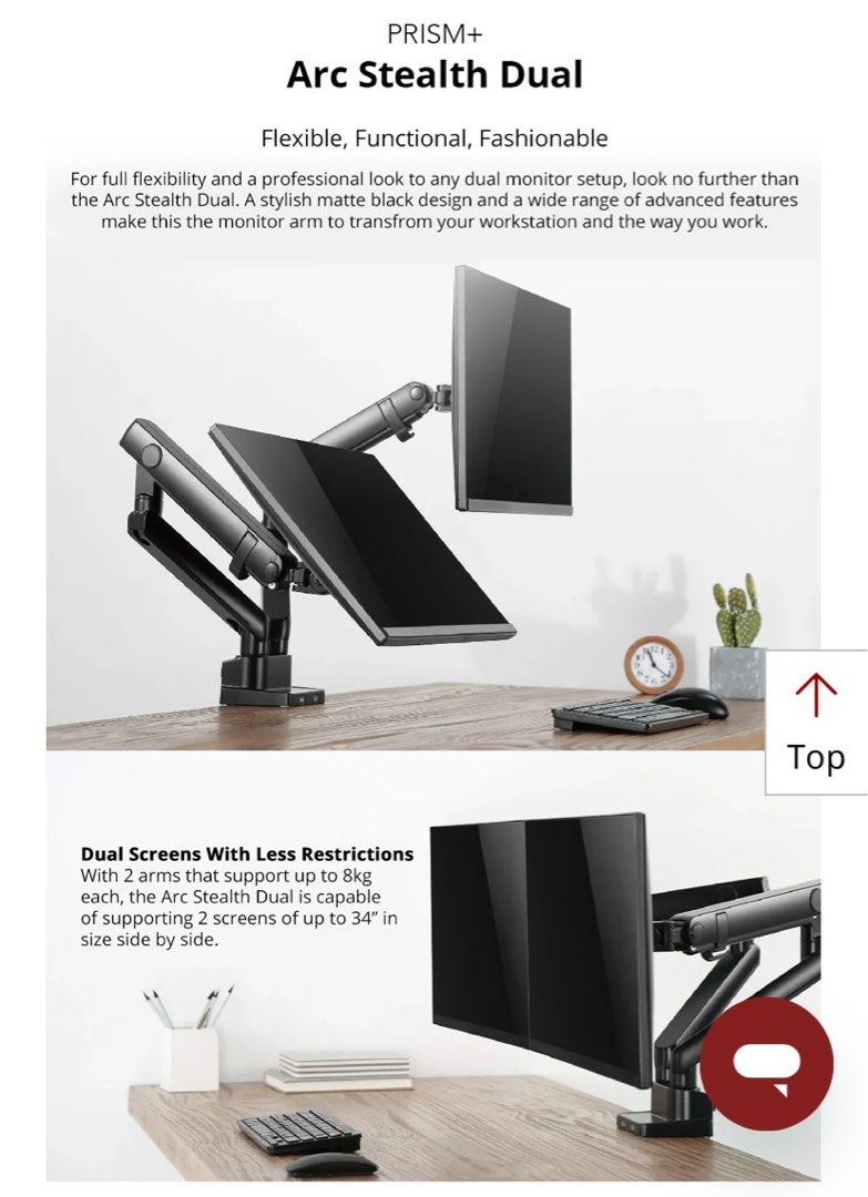 Prism Arch Stealth Dual Computer Monitor Arms, Computers & Tech, Office ...