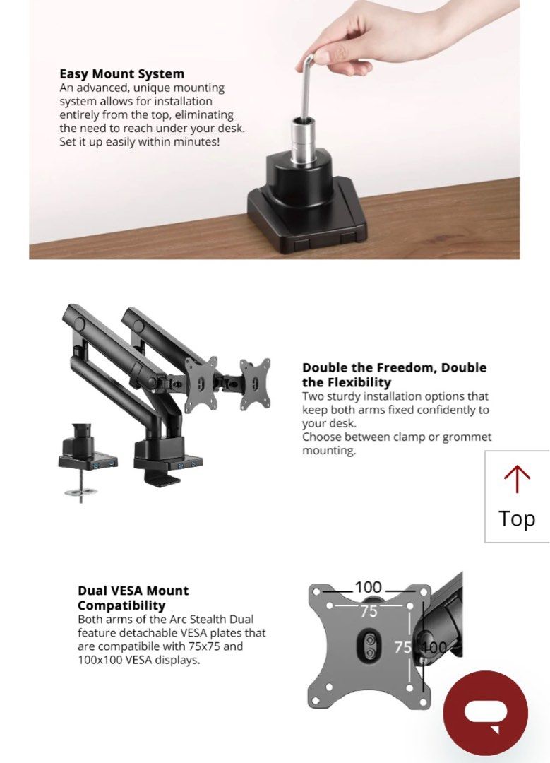 Prism Arch Stealth Dual Computer Monitor Arms, Computers & Tech, Office ...