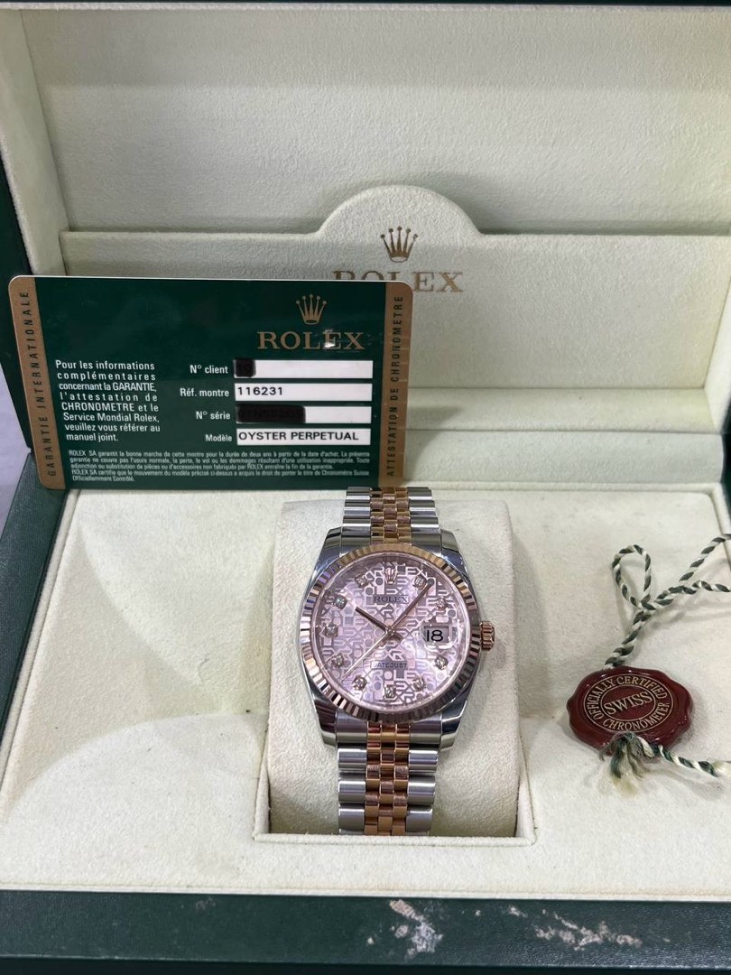 ROLEX OYSTER PERPETUAL DATEJUST SWISS MADE ROSE GOLD DIAMOND COMPUTER ...