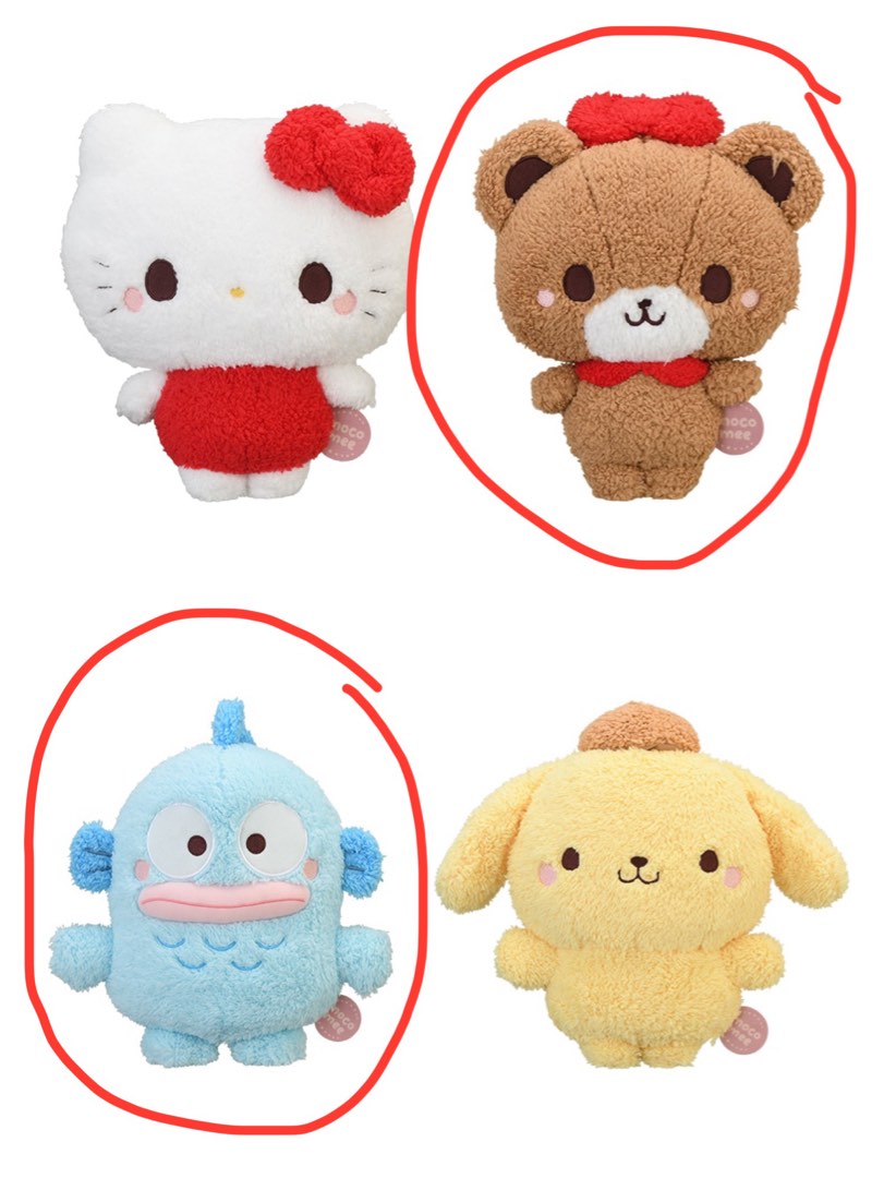 全新正版 Sanrio moco mee系列 水怪 tiny chum hello kitty 熊仔 中公仔, 興趣及遊戲, 玩具 & 遊戲類 - Carousell