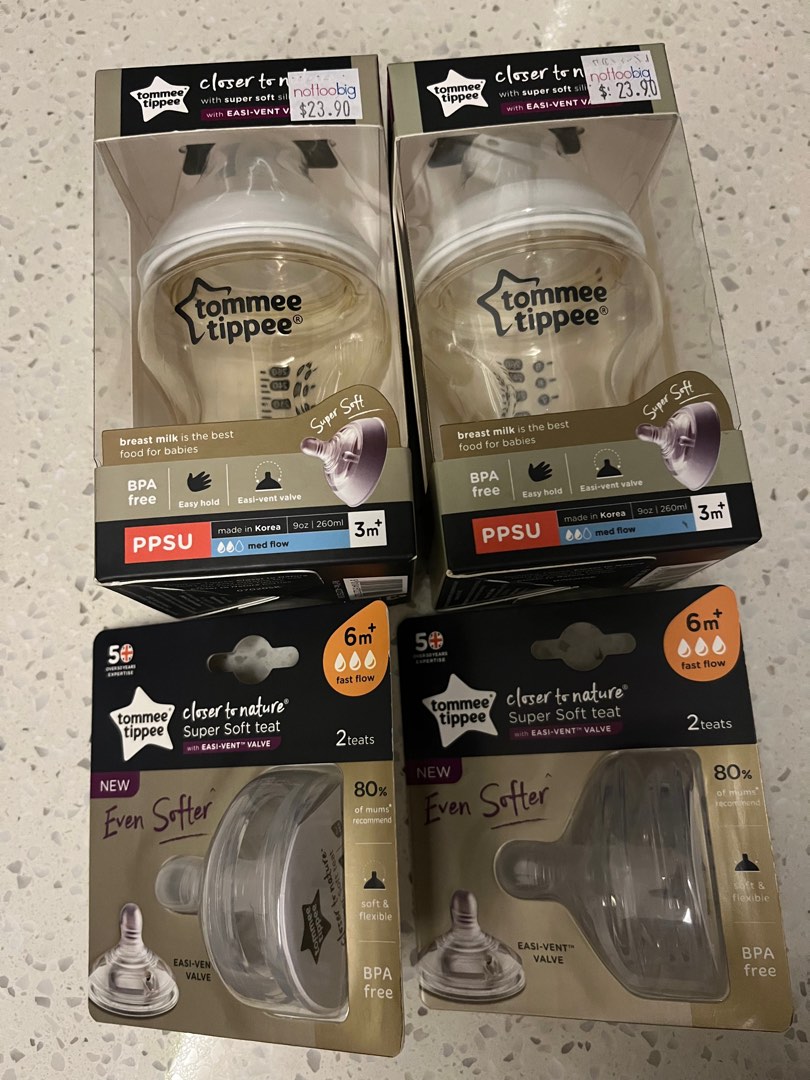 Tommee Tippee PPSU 260ml milk bottles and teats, Babies & Kids, Nursing ...