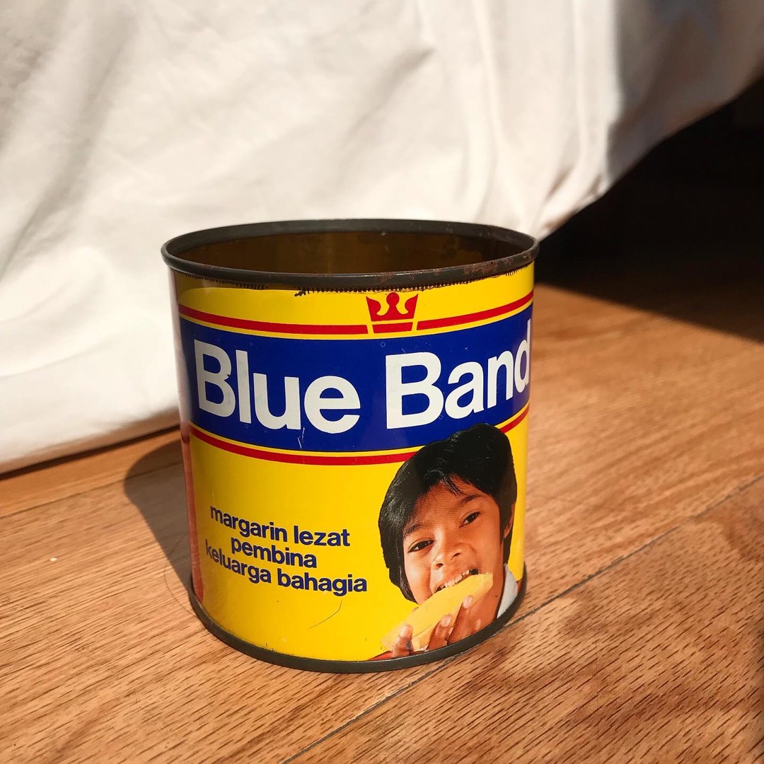 Vintage 80s Blueband Margarin Tin Ads Tin Can Margarin butter container ...