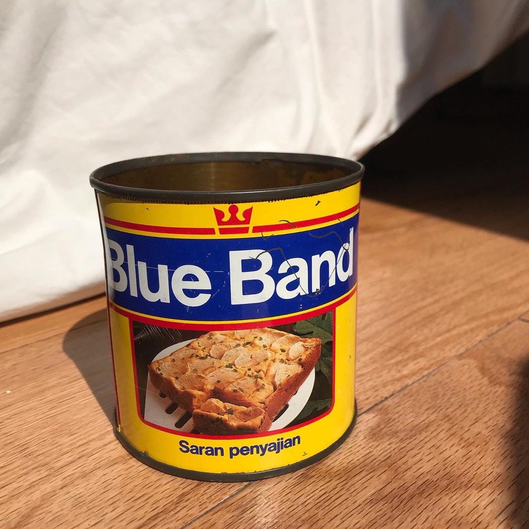 Vintage 80s Blueband Margarin Tin Ads Tin Can Margarin butter container ...