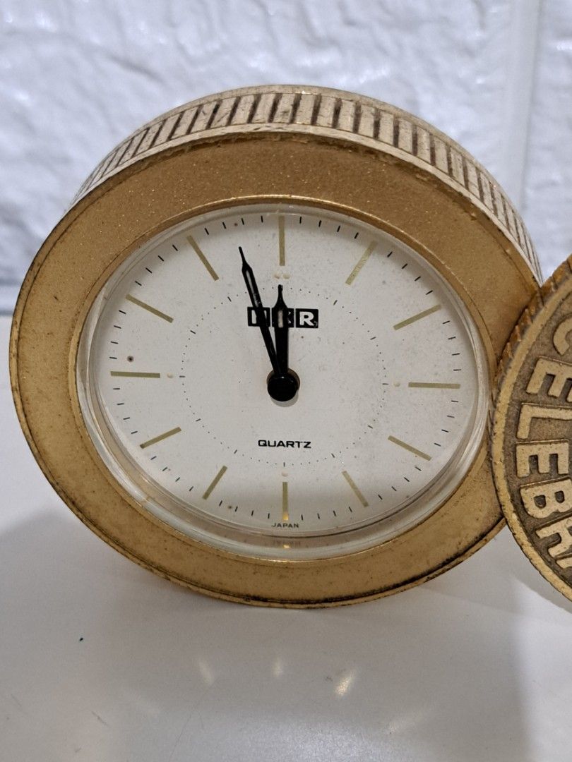 Vintage Brass Paperweight Style NCR Desk/Alarm Clock Celebrating The ...