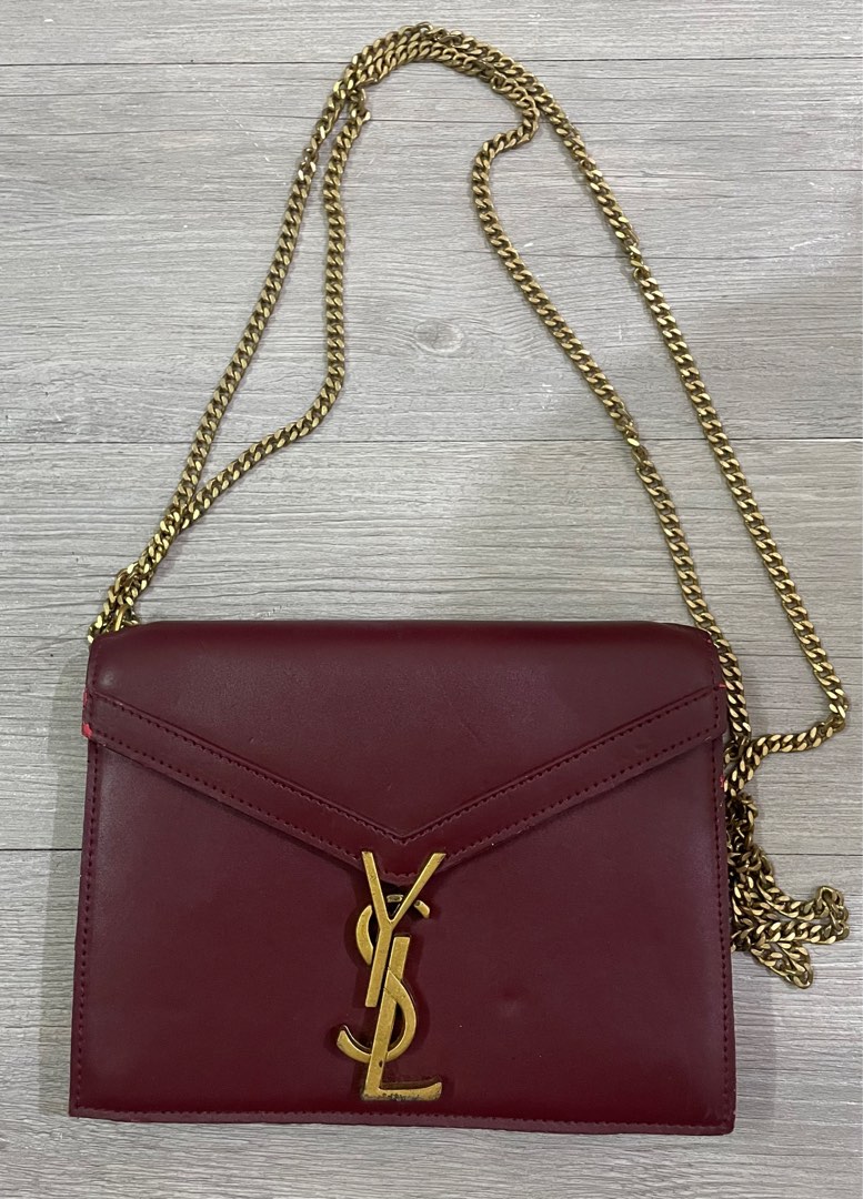 Vintage YSL Cassandra Leather Envelope Chain Gold Bag Yves Saint Lauren ...