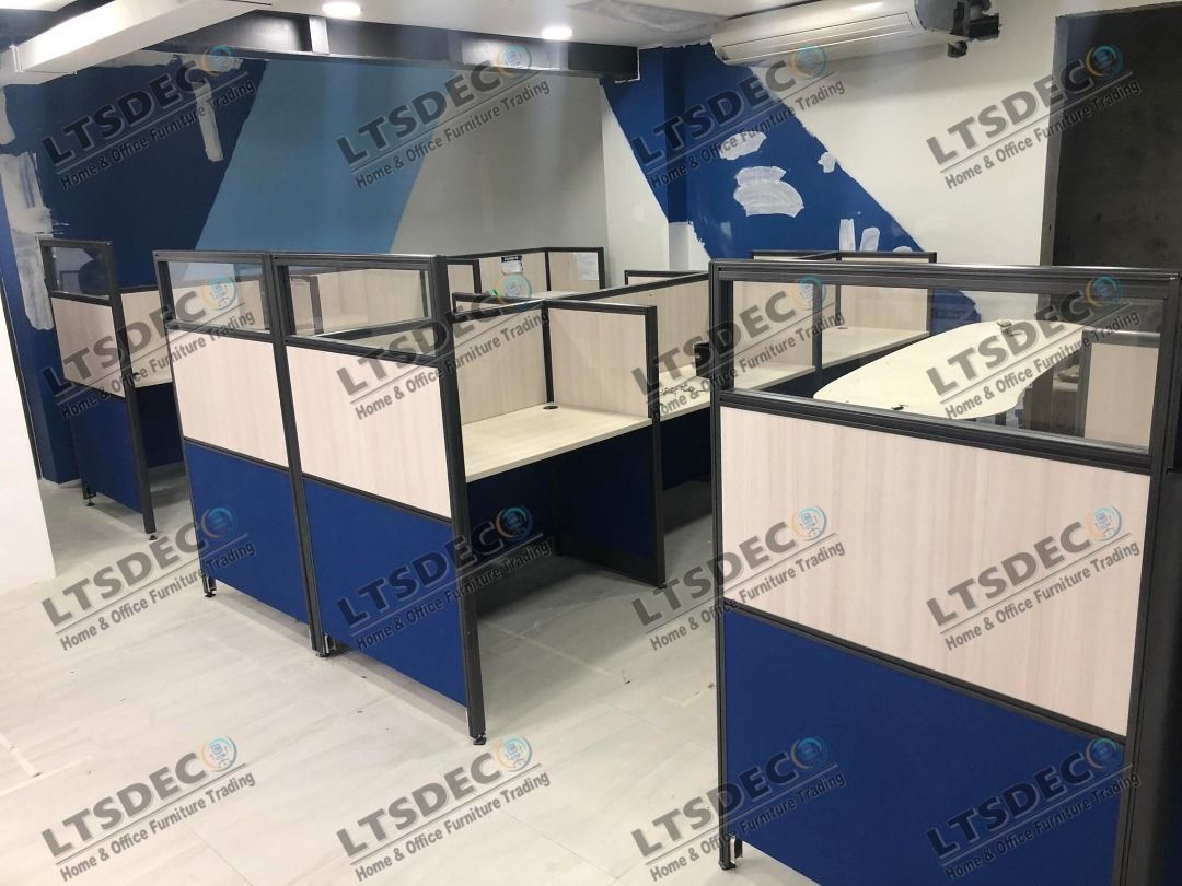 workstation cubicle with glass office partition// modular partition ...