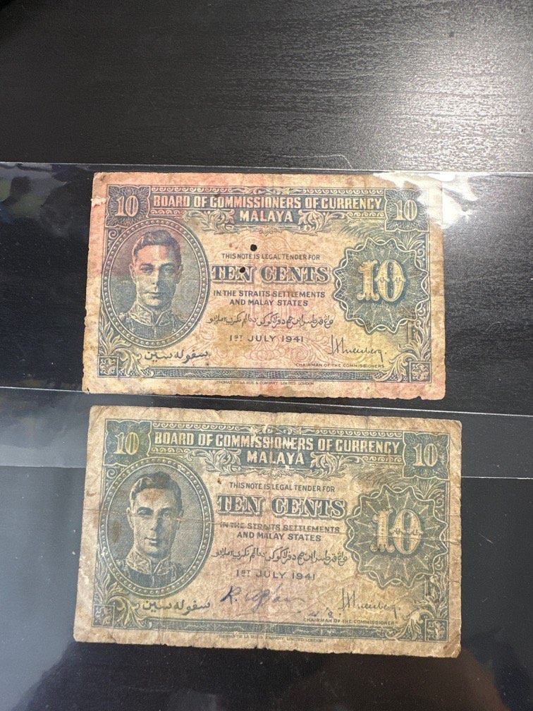 2 pcs of Malayan 10c notes 1941, Hobbies & Toys, Memorabilia ...