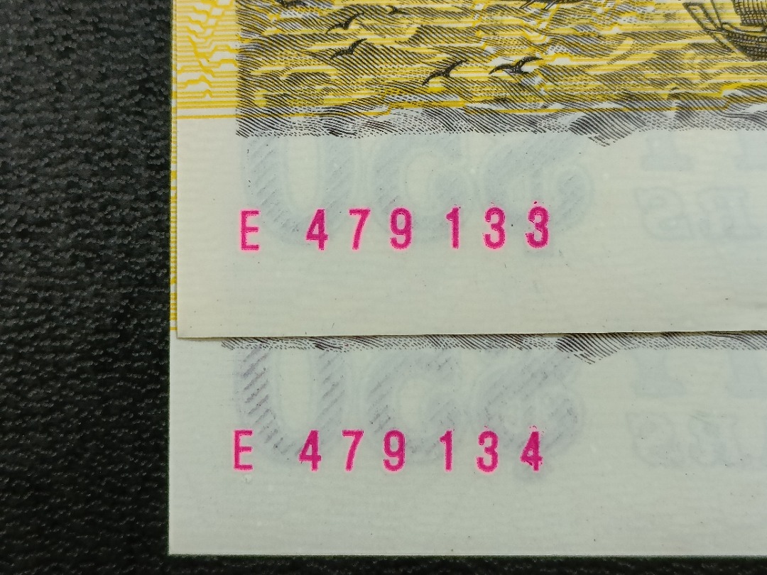 2-Run Brand New Vtg Singapore $50 Plastic Notes(Prefix E 479133-479134 ...