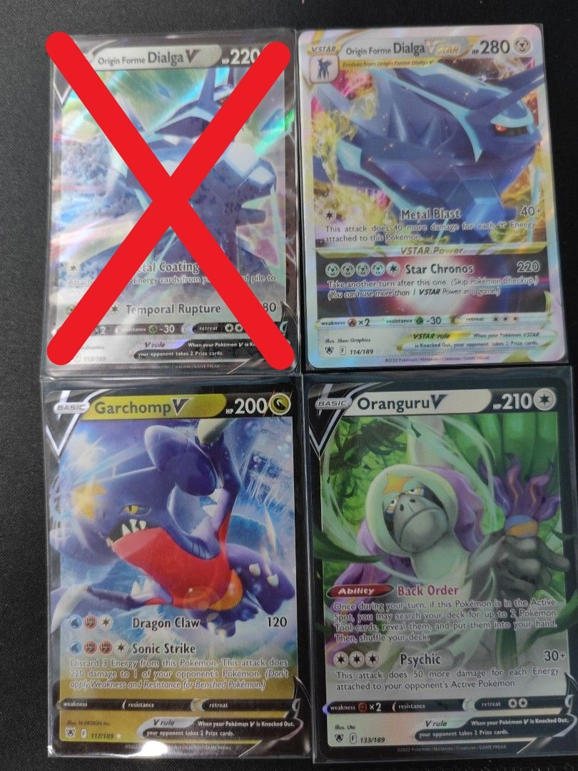 Origin Forme Dialga V 113/189 Origin Forme Dialga VSTAR 114/189 Garchomp V 117/189 Oranguru V ...