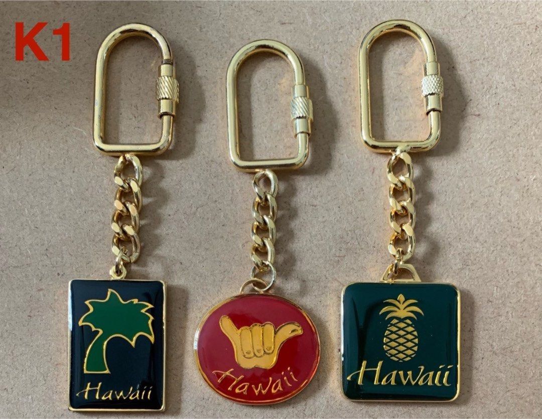 BN Vintage Hawaii Gold Keychain Collectible Rare Fish Pineapple Palm ...