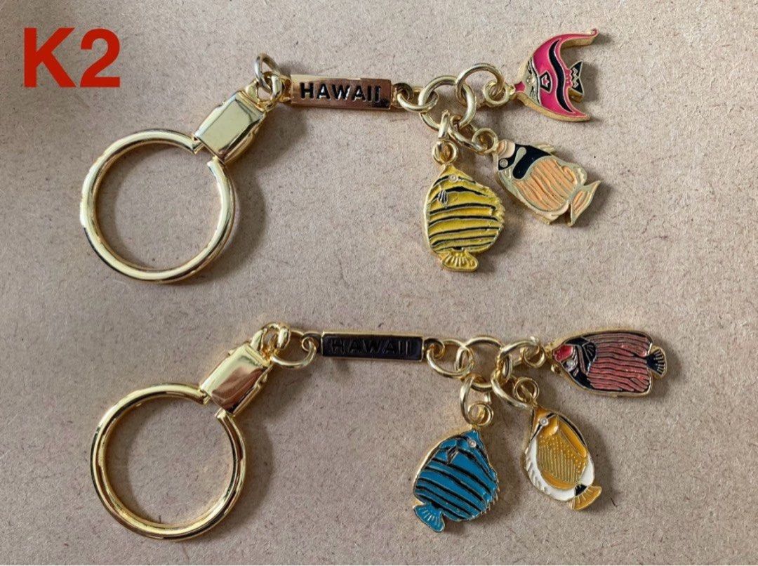 BN Vintage Hawaii Gold Keychain Collectible Rare Fish Pineapple Palm ...