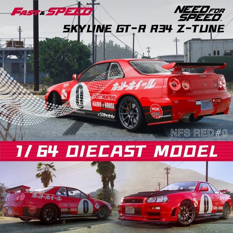Fast&Speed 1/64 Nissan Skyline GT-R R34 NFS red livery, Hobbies & Toys ...