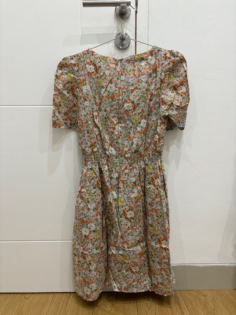 Floral Dress Made in Korea - Dress Motif Bunga Biru Pink Soft, Fesyen ...