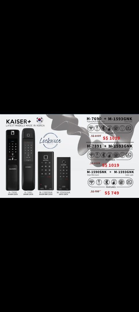 Kaiser+ Smart Digital Door Lock HDB GATE SYNCHRONIZE, Furniture & Home ...