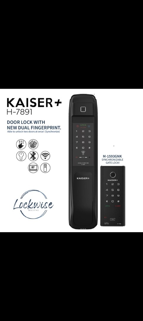 Kaiser+ Smart Digital Door Lock HDB GATE SYNCHRONIZE, Furniture & Home ...