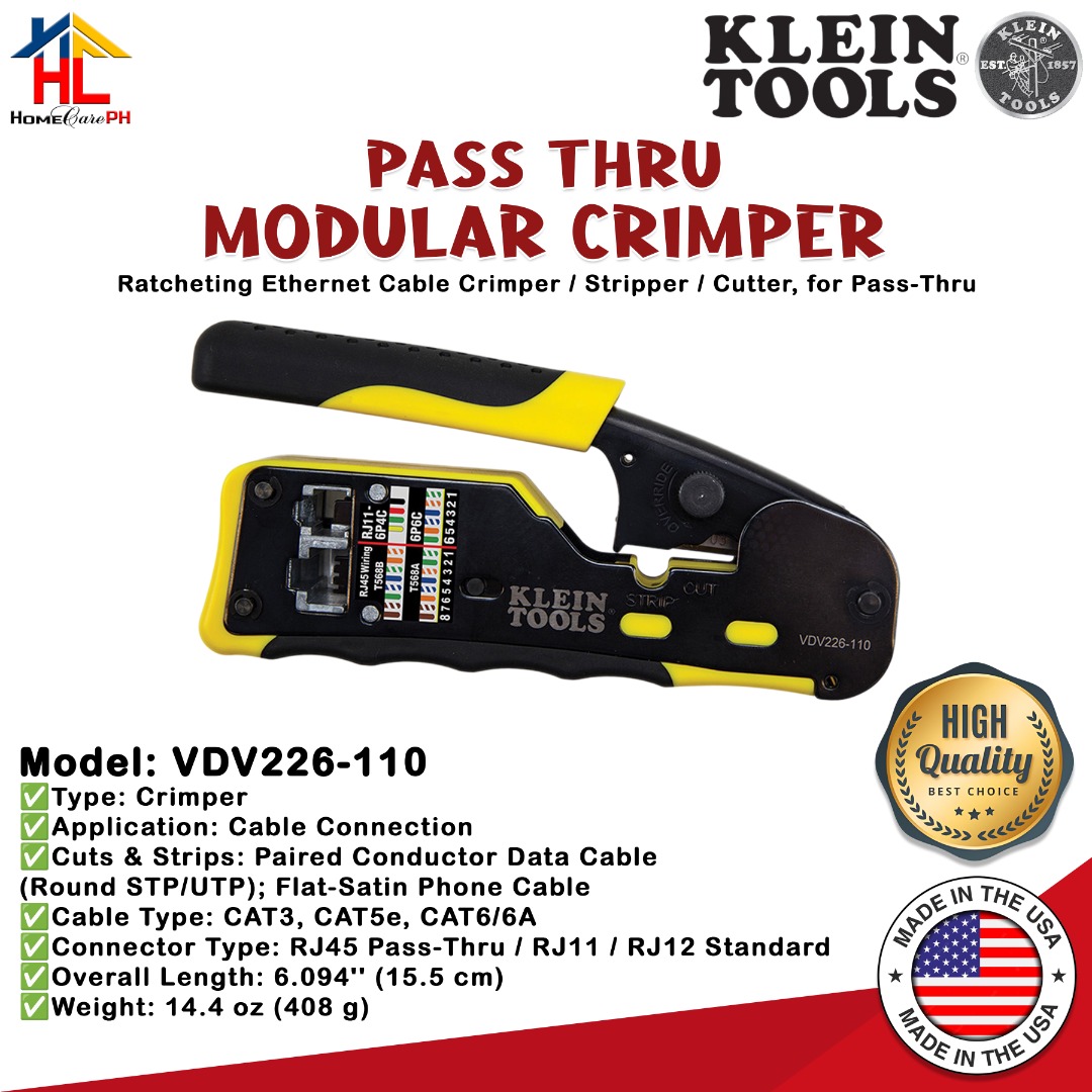 Klein Tools Pass Thru Modular Crimper, Commercial & Industrial ...