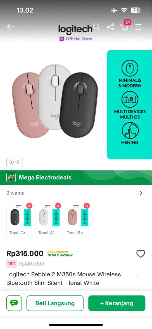 Logitech Mouse Pebble M350 Warna Sand, Elektronik, Komputer, Desktop di Carousell