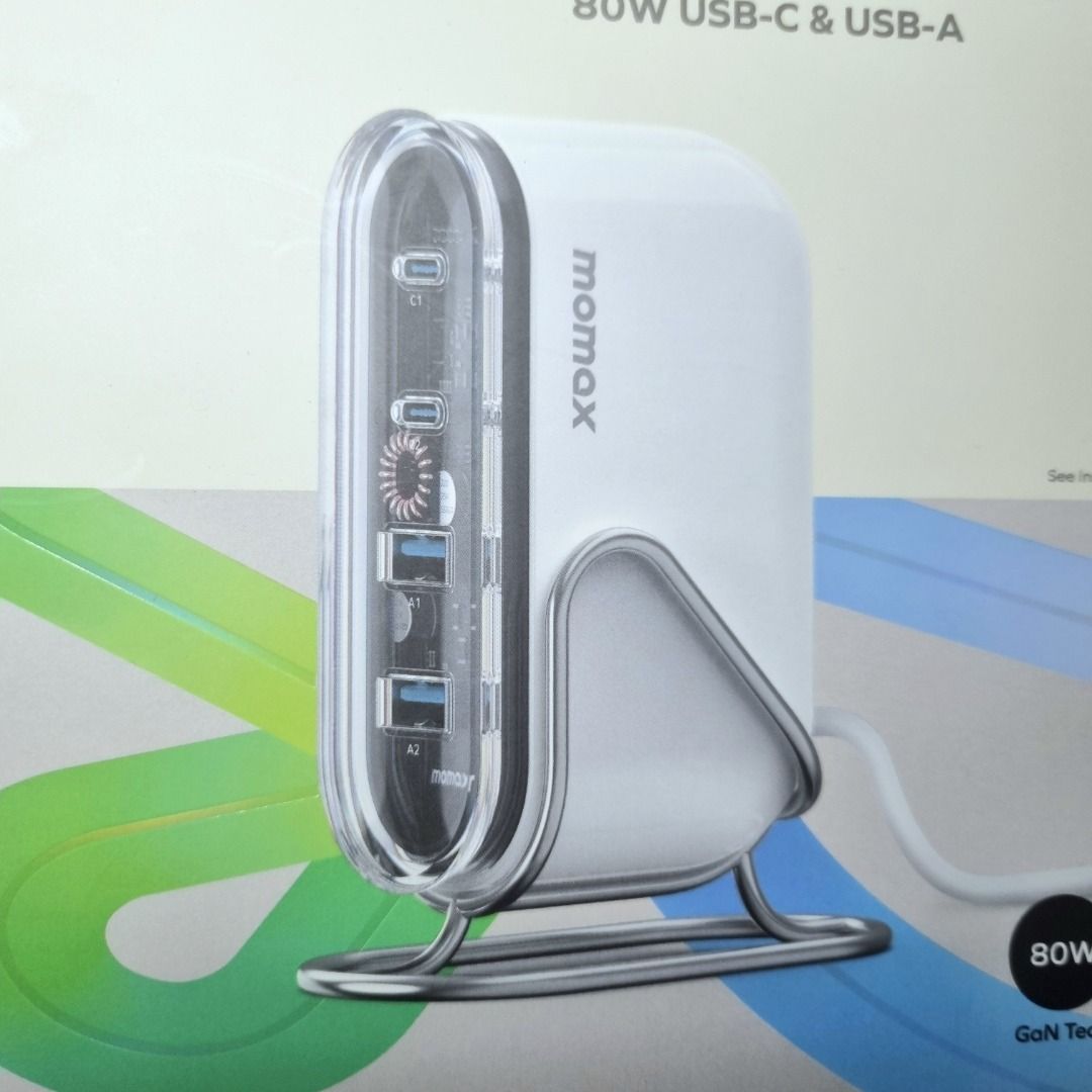 Momax 1-Charge Flow, 4 Port GaN Desktop Charger Hub, 80W USB-C & USB-A, Mobile Phones & Gadgets ...