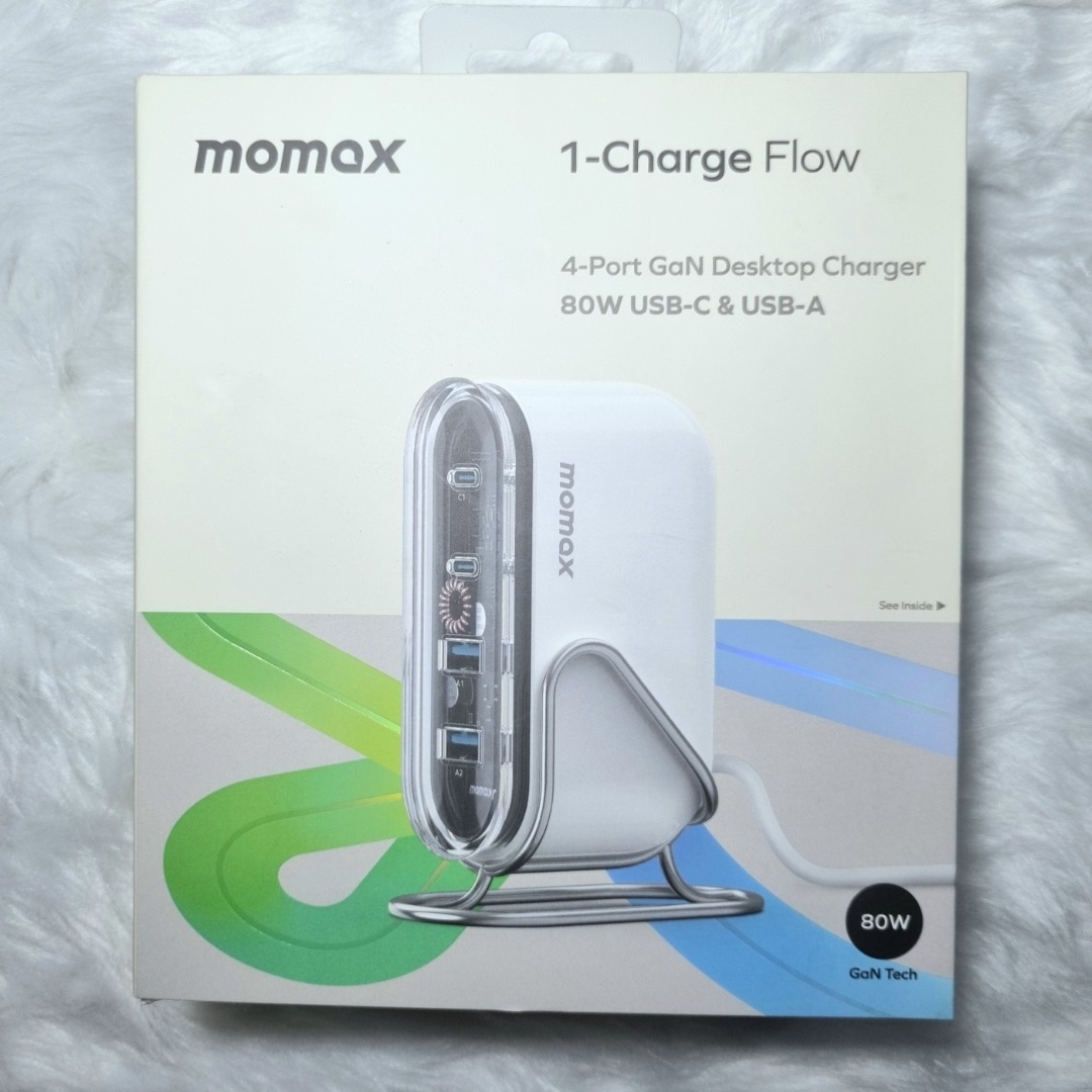 Momax 1-Charge Flow, 4 Port GaN Desktop Charger Hub, 80W USB-C & USB-A ...