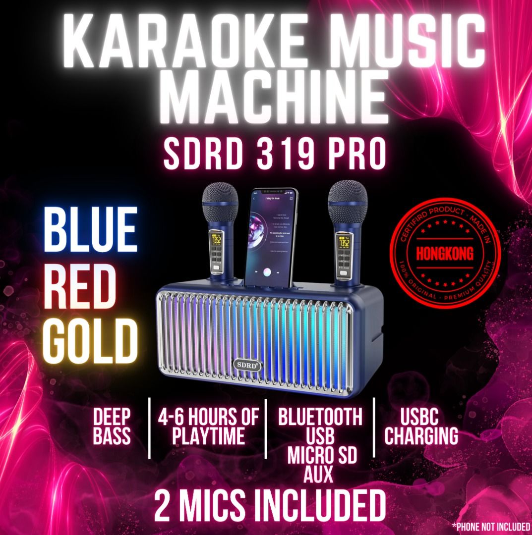New 2024 model SDRD Speaker SD 319 Pro Hongkong Brand LED light Wireless Bluetooth KTV Karaoke ...